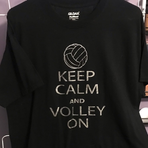 Gildan | Tops | Silver Glitter And Black Volleyball Tee Shirt | Poshmark